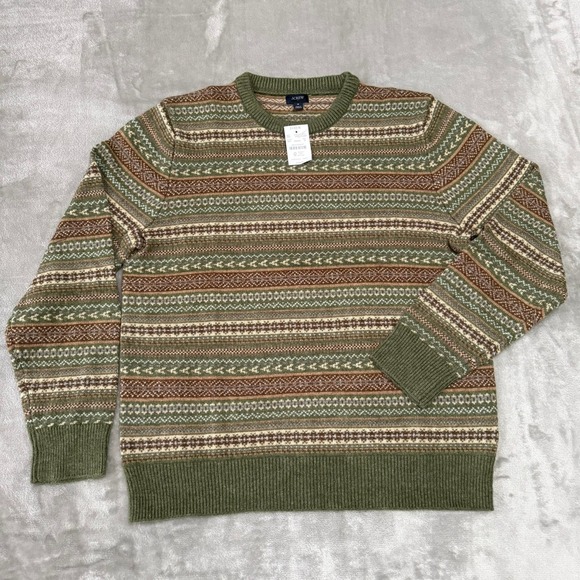 J. Crew Factory | Sweaters | J Crew Fair Isle Sweater Mens Medium Olive ...